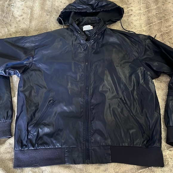 Izod | Jackets & Coats | Izod Navy Blue Jacket L Hidden Hood Full Zip ...